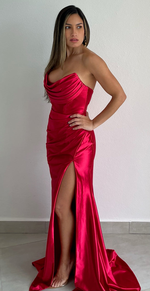 Made to Stun Red Satin Formal Gown – Zil boutique