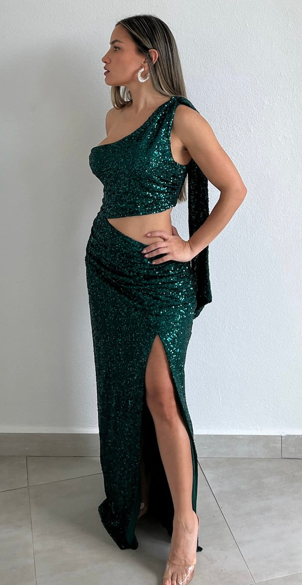 Taking a Shine One-Shoulder Sequins Long Dress – Zil boutique