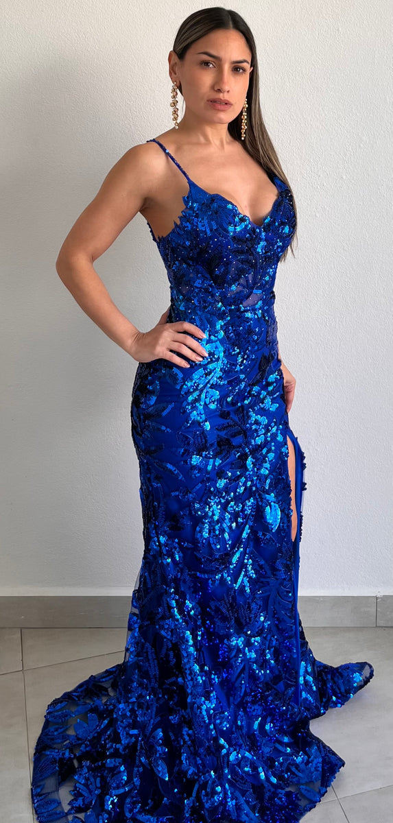 Sparkle ‘til Dawn Royal Blue Sequins Formal Gown – Zil boutique
